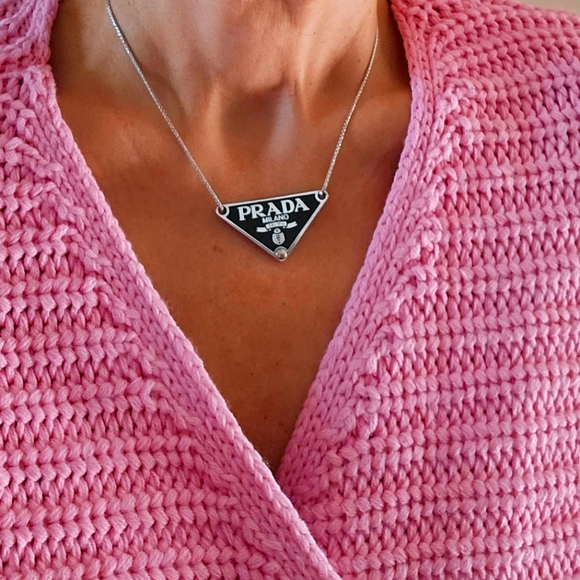 Prada | Jewelry | Prada Symbole Triangle Logo | Poshmark